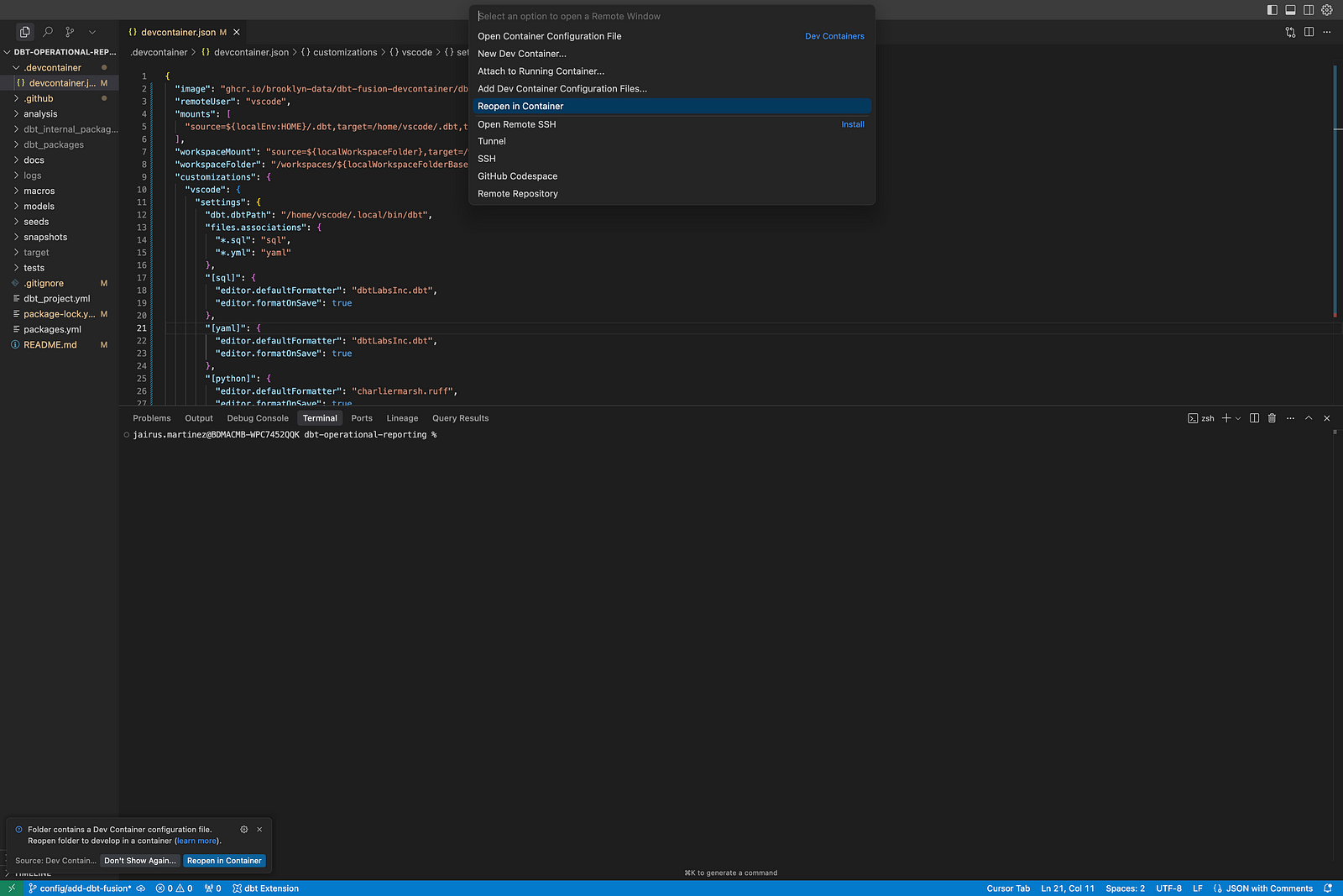 Why You Should Use Dev Containers with dbt Fusion | Brooklyn Data